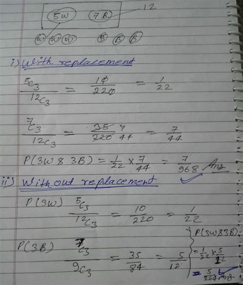 A Box Contains 5 White And 7 Black Balls Two Successive Drawn Of 3