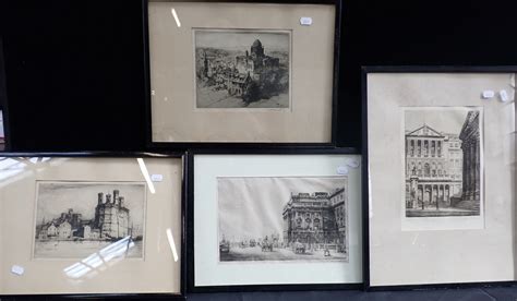 Francis Dodd View Of Somerset House London Etching Image Reversed
