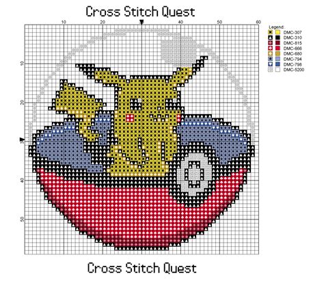 Free Pikachu Cross Stitch Pattern Pokemon Pokeball Cross Stitch Quest