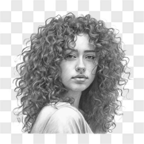 Download Black And White Graphite Portrait Of A Woman With Curly Hair