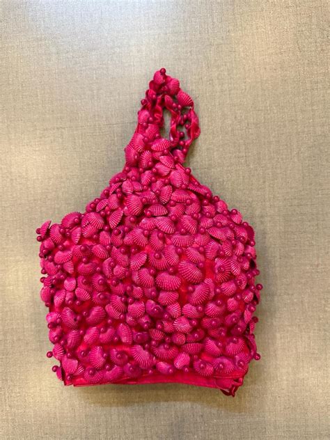 Buy Rani Pink Shell Bead Strappy Saree Blouse Online In India