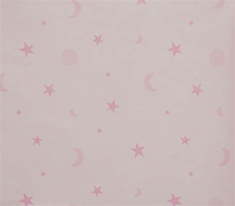 Розовые виниловые обои для детской со звездочками и месяцом Aura Sweet