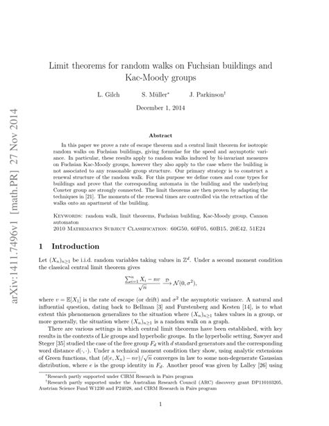 Pdf Limit Theorems For Random Walks On Fuchsian Buildings And Kac