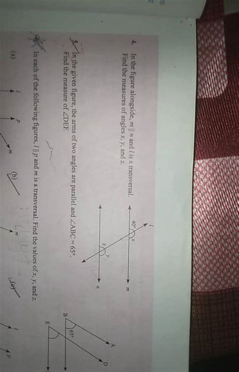In The Figure Alongside Mn And L Is A Transversal Find The Measures
