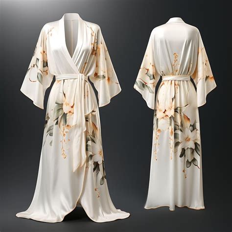 Premium Photo Isolated Of Floral Kimono Robe And Nightgown Set Floral