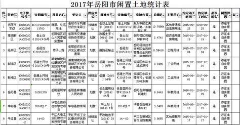 2017年岳阳市闲置土地统计表