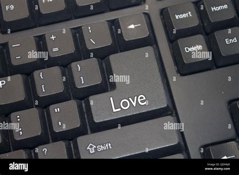 Black Computer Keyboard With Love Text Close Up Of An Electronic