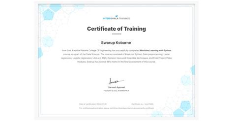 Swarup Kobarne On Linkedin Successfully Completed The Machine Learning