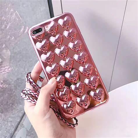 3d Love Heart Electroplating Case For Iphone 6s 6 7 8 Plus Silicone