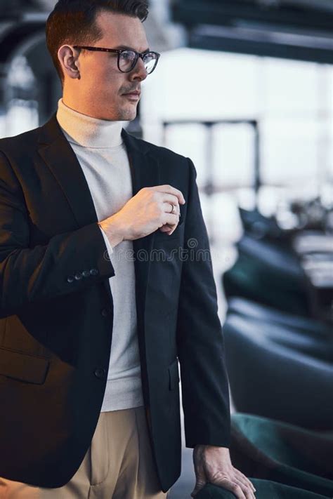 Side View Portrait Of Confident Serious Man Looking At Side Stock Image