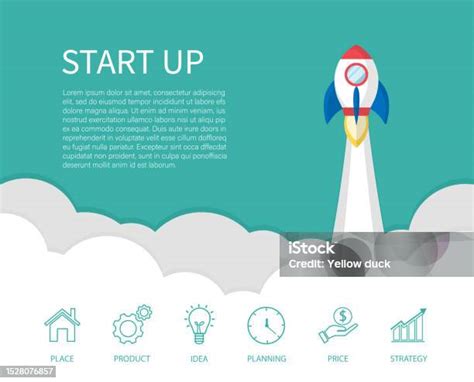 Startup Roket Kapal Datar Desain Modern Peluncuran Roket Dengan