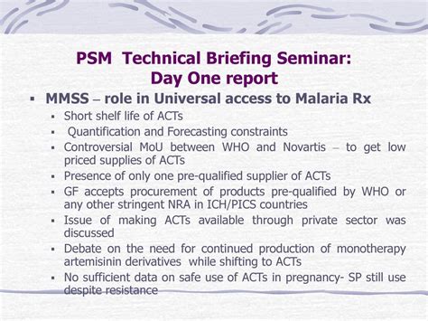 PSM Technical Briefing Seminar Day One Report Ppt Download