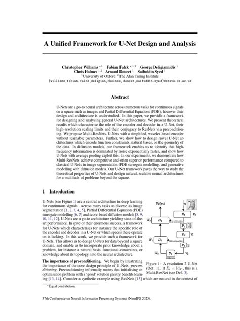 neurips 2023 a unified framework for u net design and analysis paper