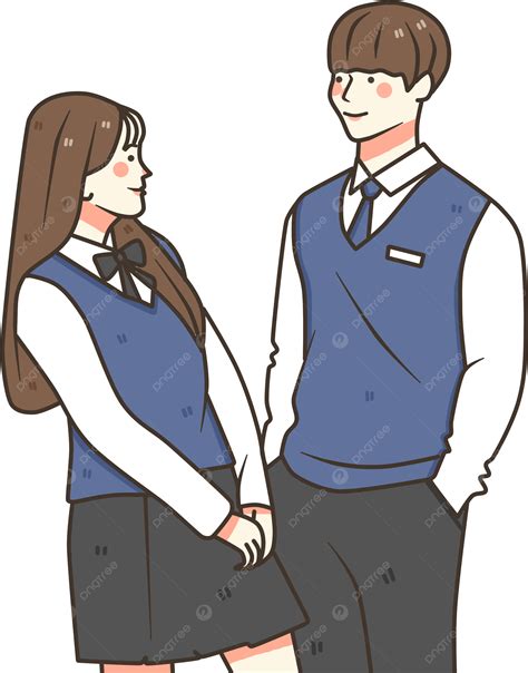 교복을 입은 친구 소년과 소녀 한국 드라마 친구 한국 드라마 커플 Png 일러스트 및 Psd 이미지 무료 다운로드 Pngtree