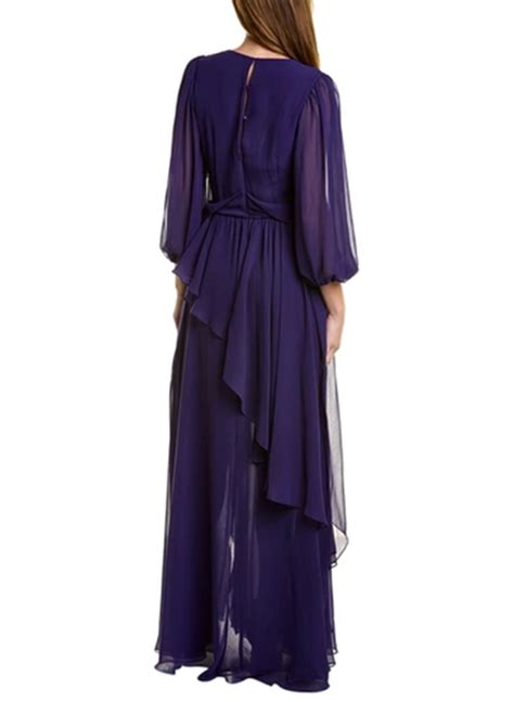 A Line V Neck Long Sleeves Chiffon Mother Of The Bride Dresses With Split Front Missacc