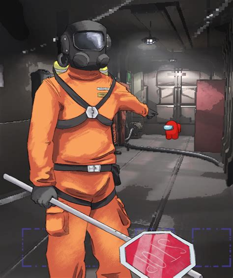 Crewmate Red And Worker Among Us And 1 More Drawn By Roadkilli