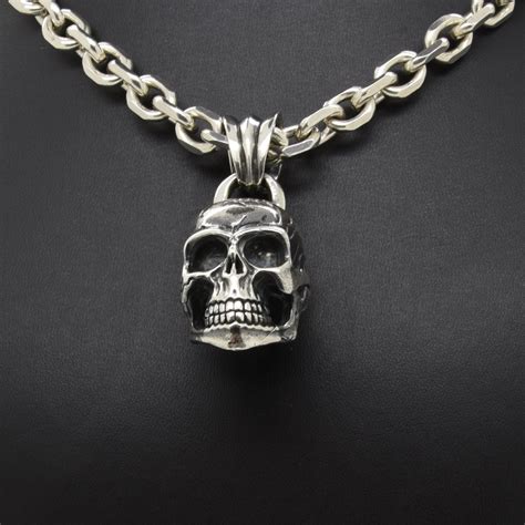 Heavy Silver Skull Pendant Alt Style Jewellery For Men Gothic