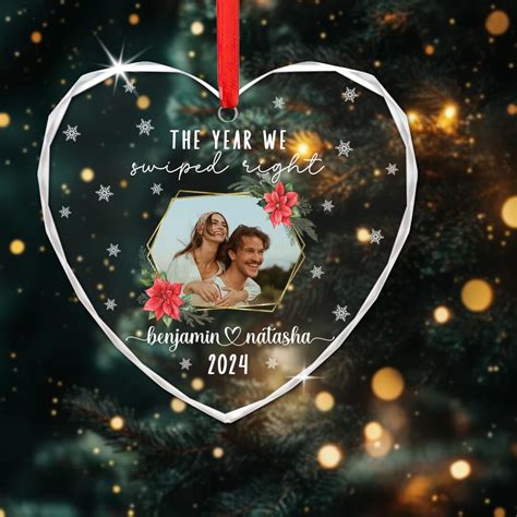 The Year We Swiped Right Glass Ornament Valentine Online Dating