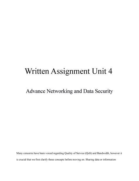 Cs 4404 Assignment Unit 4 Written Assignment Unit 4 Advance Networking And Data Security Many