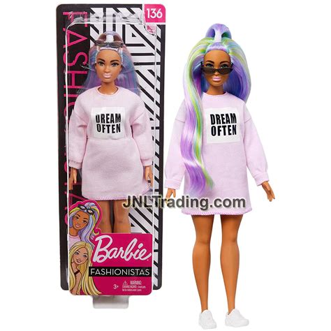 Year 2019 Barbie Fashionistas Series 12 Inch Doll 136 Colorful Hair