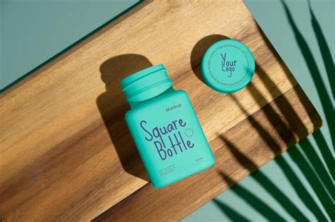 Premium Psd Square Bottle Mockup