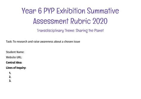 Pdf Year 6 Pyp Exhibition Summative Assessment Rubric 2020 Dokumen Tips