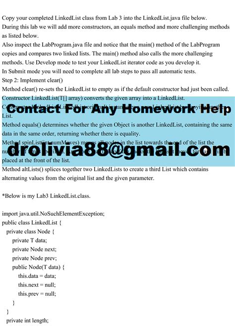 Copy Your Completed Linkedlist Class From Lab 3 Into The Linkedlistpdf