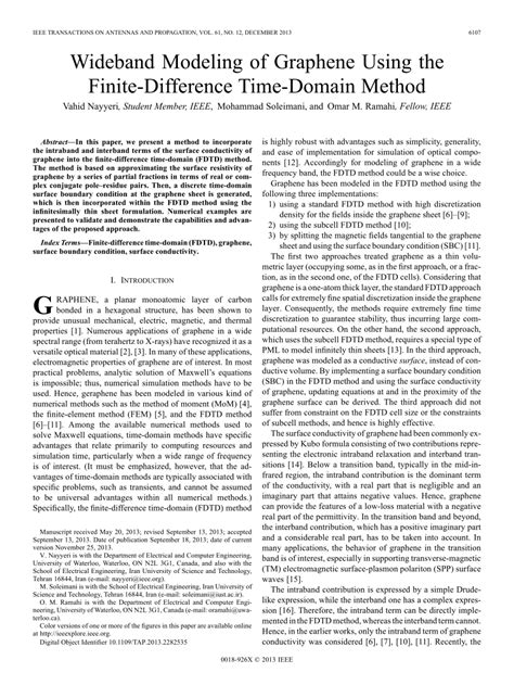 Pdf Wideband Modeling Of Graphene Using The Finite Difference Time Domain Method