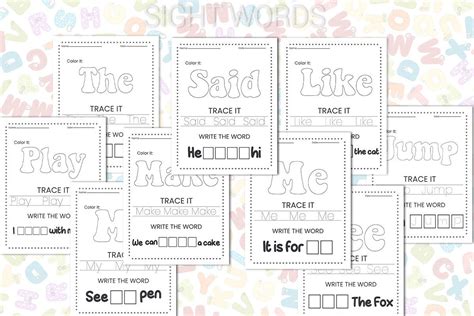 Sight Words Tracing Worksheets Graphic By Kdp Vibe · Creative Fabrica