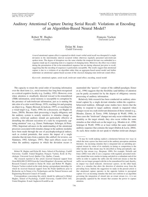 Pdf Auditory Attentional Capture During Serial Recall Violations At