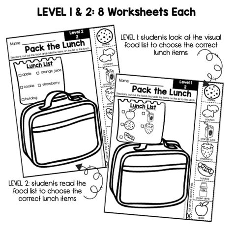 Assembly Tasks Lunch Packaging Worksheets By Spec Ed Superstars