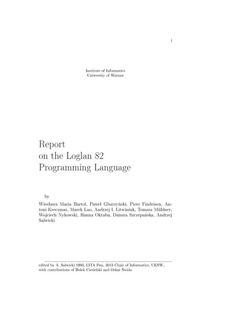 Pdf Report On The Loglan 82 Programming Language