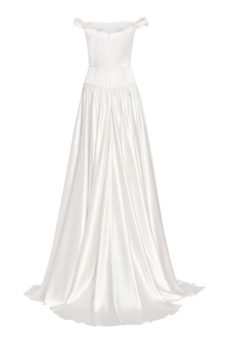 Wren White Satin Off The Shoulder Gown Over The Moon