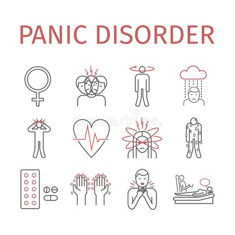 Panic Disorder Line Icon Infographic Vector Illustration Stock Vector