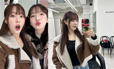 레인보우 출신 고우리 샵에서 만난 지숙과 셀카 무스탕 캐주얼룩 라이프 뉴세이