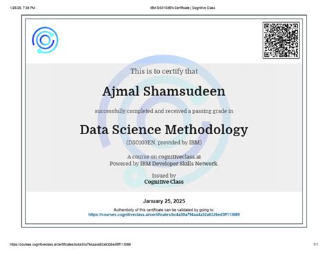 Ibm Data Science Methodology Certificate Pdf