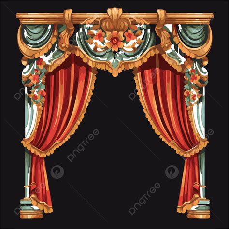 무대 커튼 벡터 빨간색과 금색 꽃 장식 만화와 스티커 클립 아트 무대 커튼 상표 클립 아트 Png 일러스트 및 벡터 에 대한 무료 다운로드 Pngtree