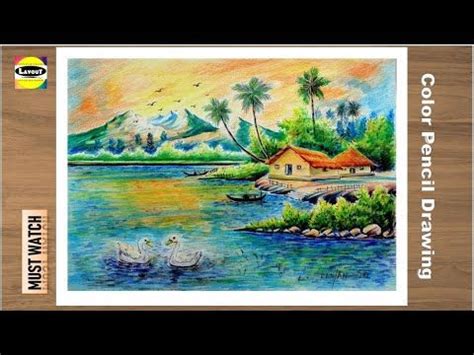 Scenery Drawing Colour Pencil