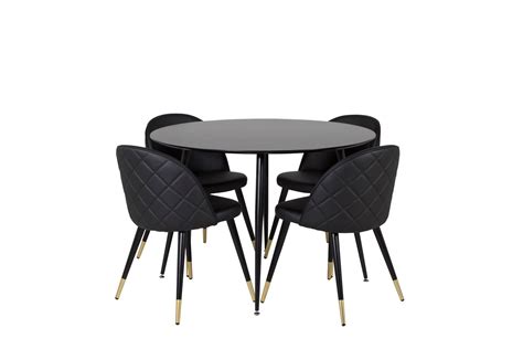 Silarbl100 Ensemble Table Table Noir Et 4 Velvet Chaises Similicuir Pu Noir Leroy Merlin