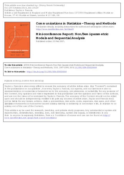 pdf mini conference report non semi parametric models and sequential analysis dokumen tips