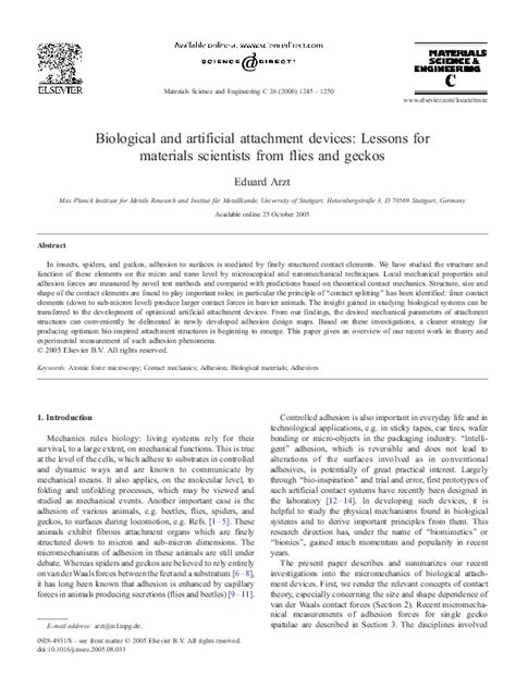 Pdf Biological And Artificial Attachment Devices Lessons For Materials Scientists From Flies