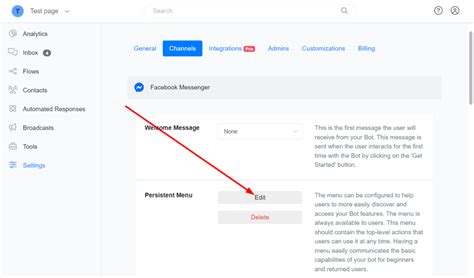 Setup Bot Persistent Menu