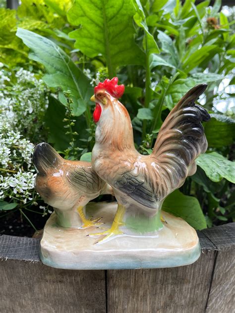 Vintage Ceramic Chicken Figurine Etsy