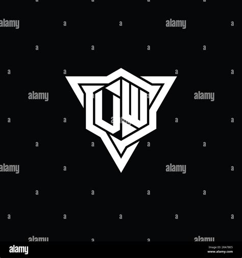 Uw Letter Logo Monogram Hexagon Shape With Triangle Outline Sharp Slice Style Design Template
