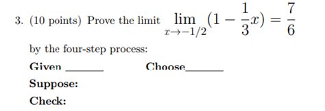 solved 10 ﻿points ﻿prove the limit limx→ 12 1 13x 76by