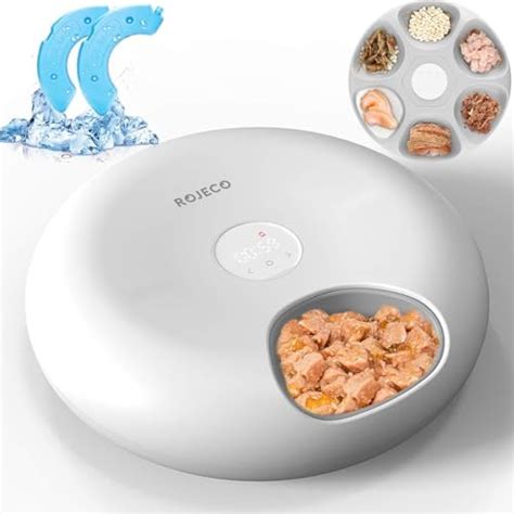 Amazon 【獣医師推 奨同一の製品・ 保冷と鮮度保持】 Rojeco 自動給餌器 ウェットフード 猫 犬 タイマー 自動 餌やり機