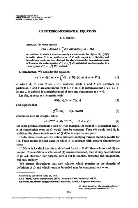 Pdf An Integrodifferential Equation