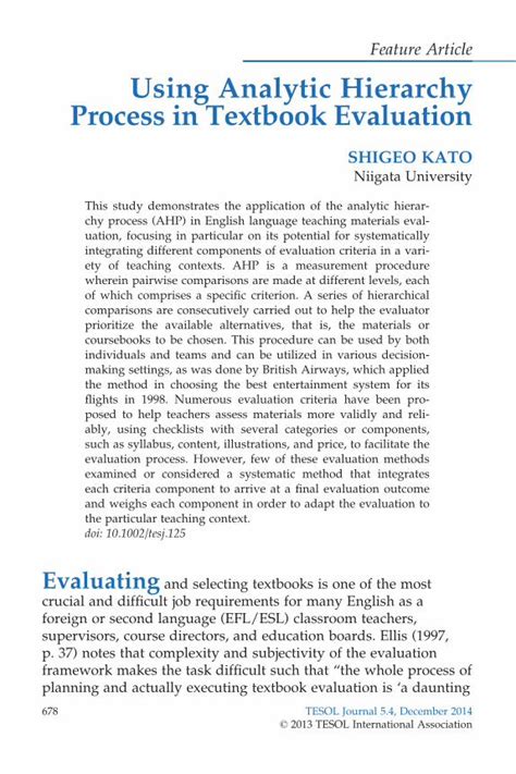 pdf using analytic hierarchy process in textbook evaluation dokumen