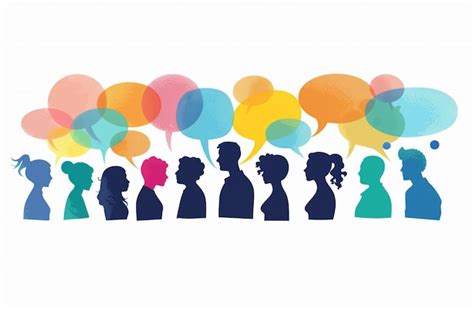 A Group Of People With Speech Bubbles Above Their Heads Premium Ai