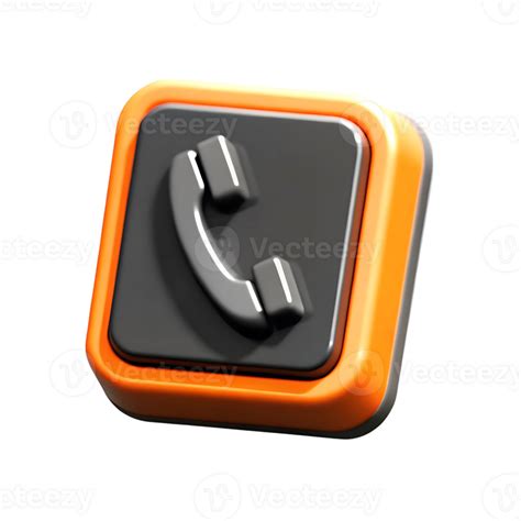 Three Dimensional Orange And Gray Phone Icon Button Digital Communication 56418778 Png